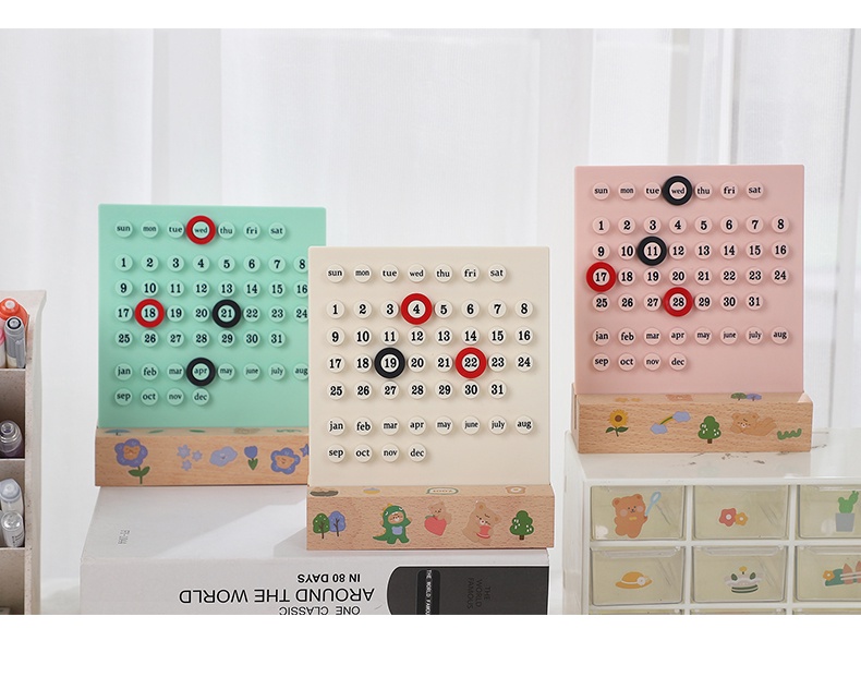 JIANWU Creative Cute Desk Calendar DIY Ferrule Perpetual Calendar ...