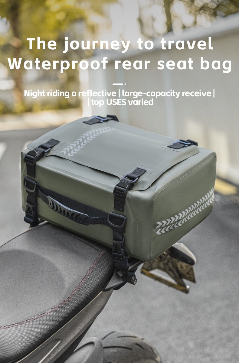 Rockbros Motorcycle Rear Bag Waterproof Back Seat Bag PVC 30L High ...