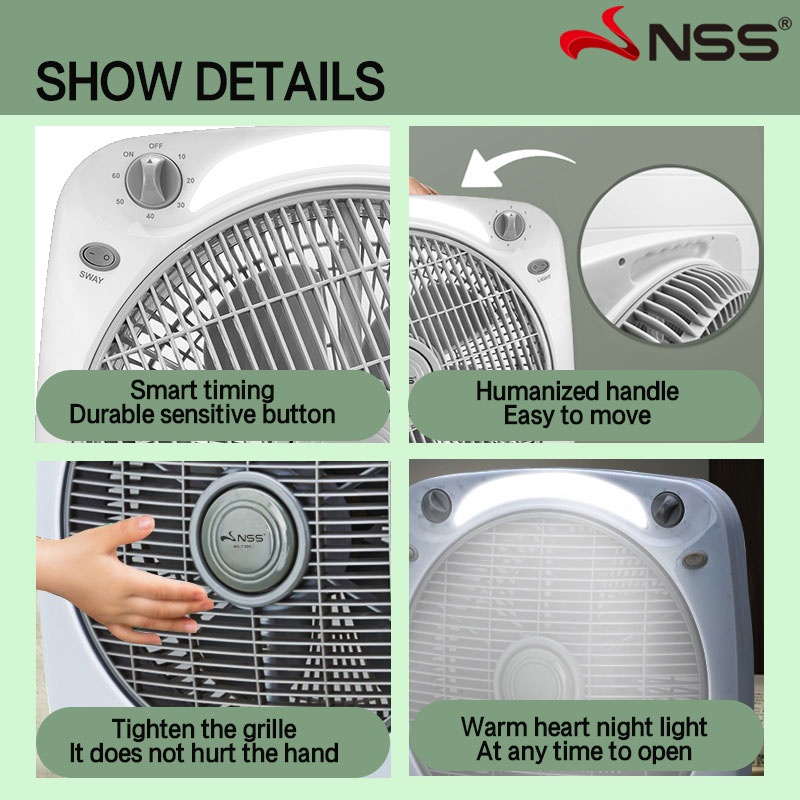 NSS Solar Fan 12 INCH Solar Electric Fan with Emergency Light ...