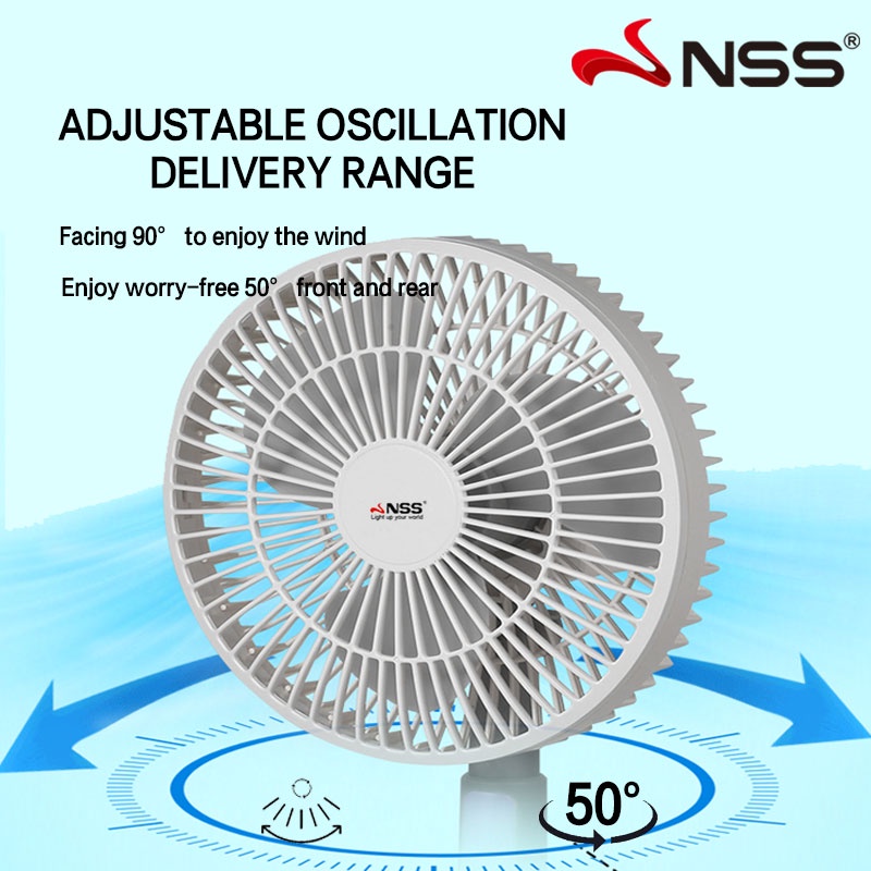 NSS Solar Desk Fan with Light 8"solar Rechargeable Fan solar Electric ...