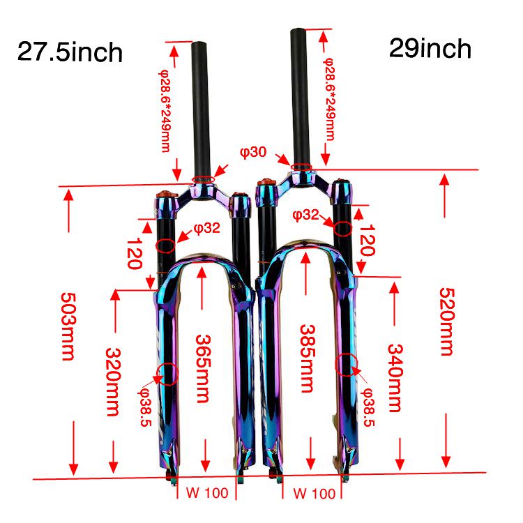 PASAK Bike Front Fork Electroplating Colorful 29 Inch Bike Air Front ...