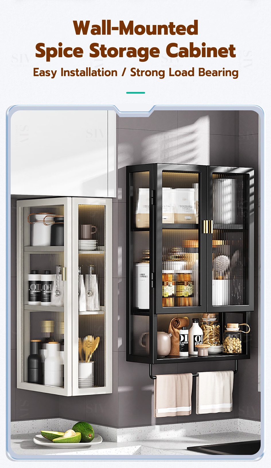Siv Kitchen Bathroom Wall Hanging Cabinet Storage Rack Organizer Shelf ...