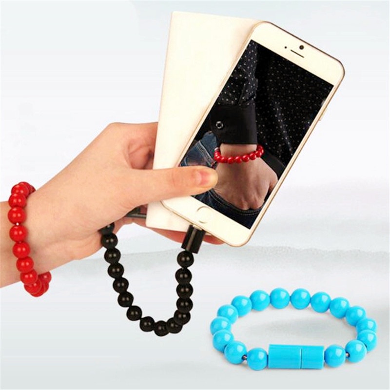 Bead Pure Color Bracelet USB Cable Universal Mobile Phone Bracelet ...