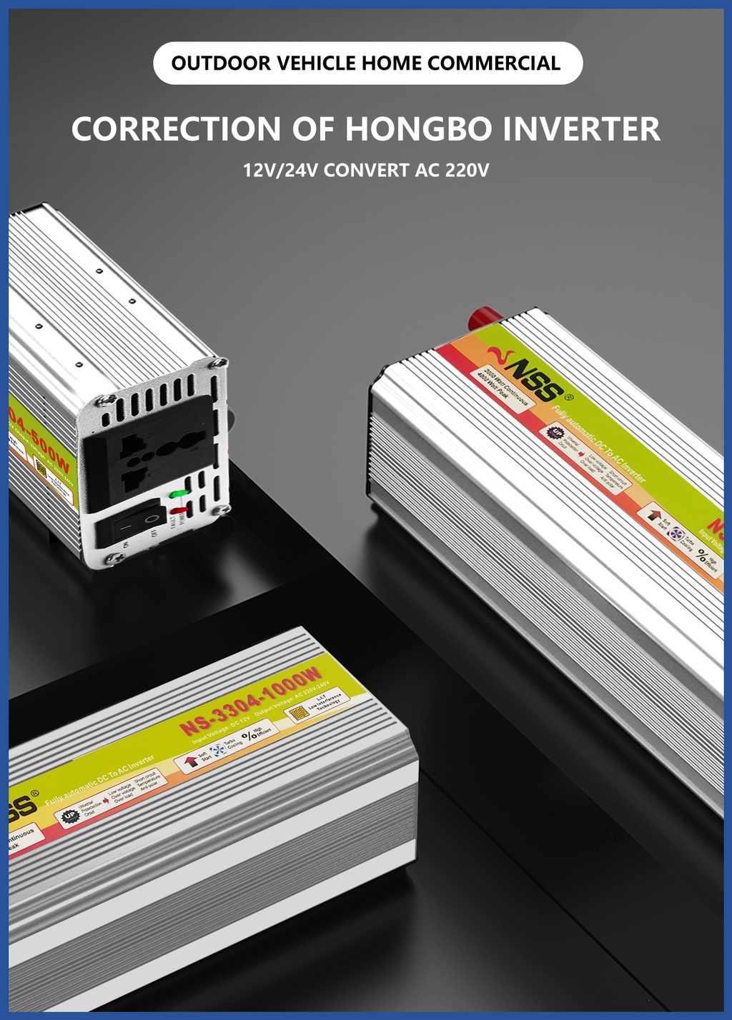 NSS 12V to 220V Inverter 500W/1000W/2000W Inverter DC to AC Car Solar ...