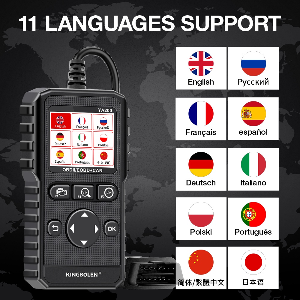 KINGBOLEN YA200 OBD2 Scanner Professional Auto Engine System Diagnostic ...