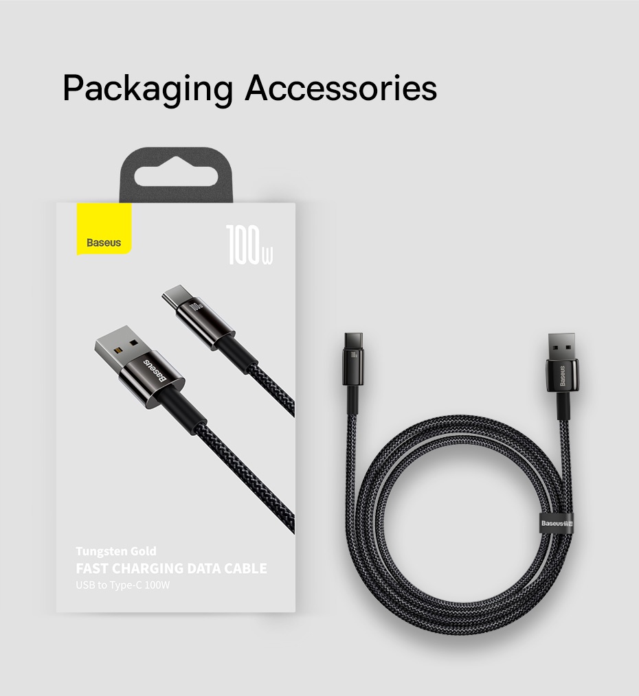 Baseus 100W USB Type C Cable Fast Charging Wire USB-C Charger Data Cord ...