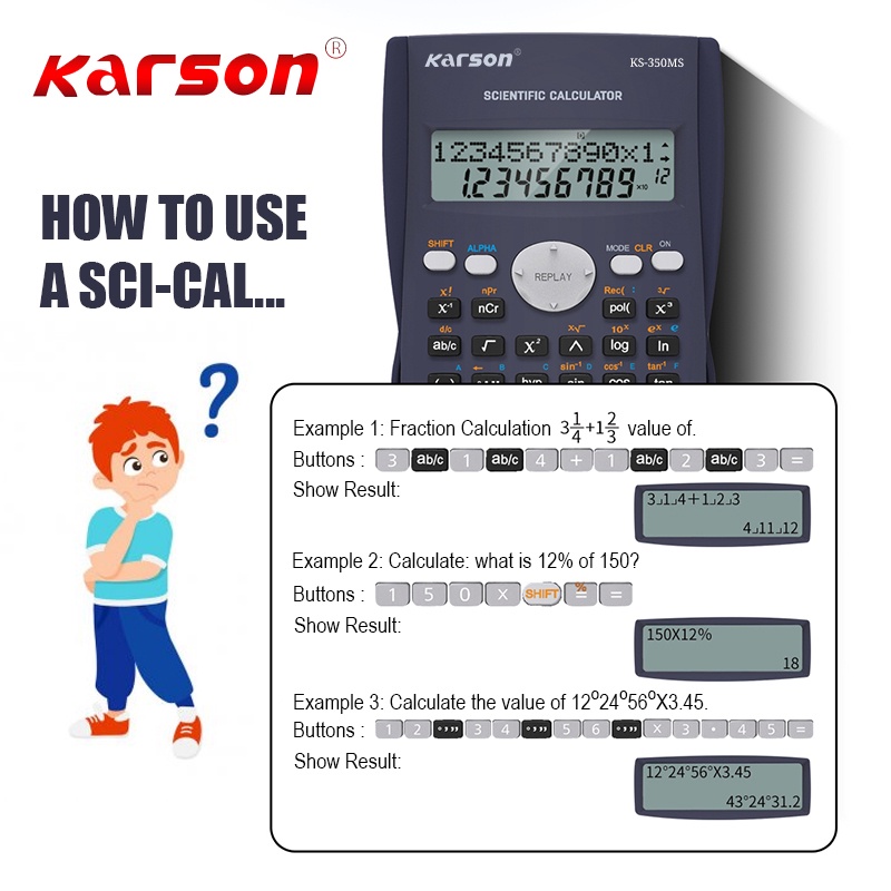 KARSON School Engineering Scientific Calculator Students Stationary ...