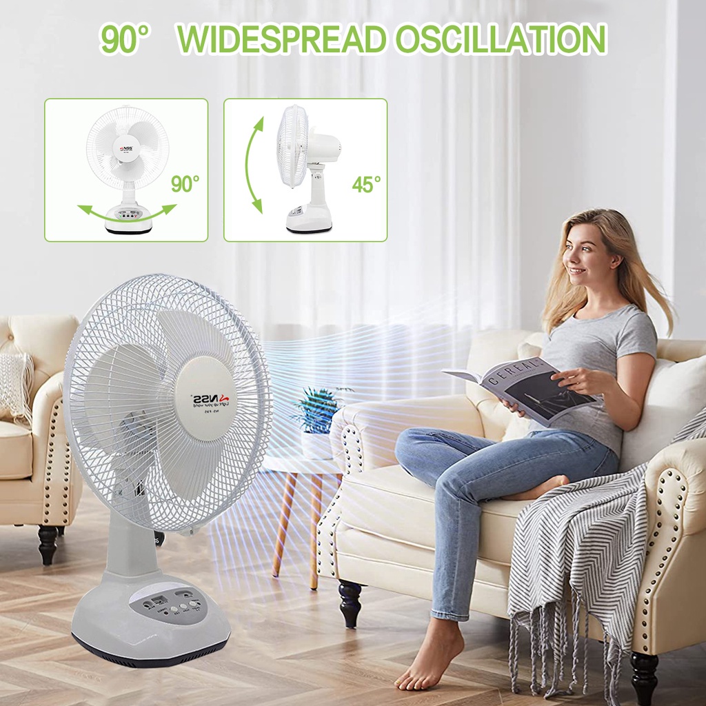 【BUY 1 TAKE 1】NSS Rechargeable Solar Fan 12" Solar Electric Fan with ...