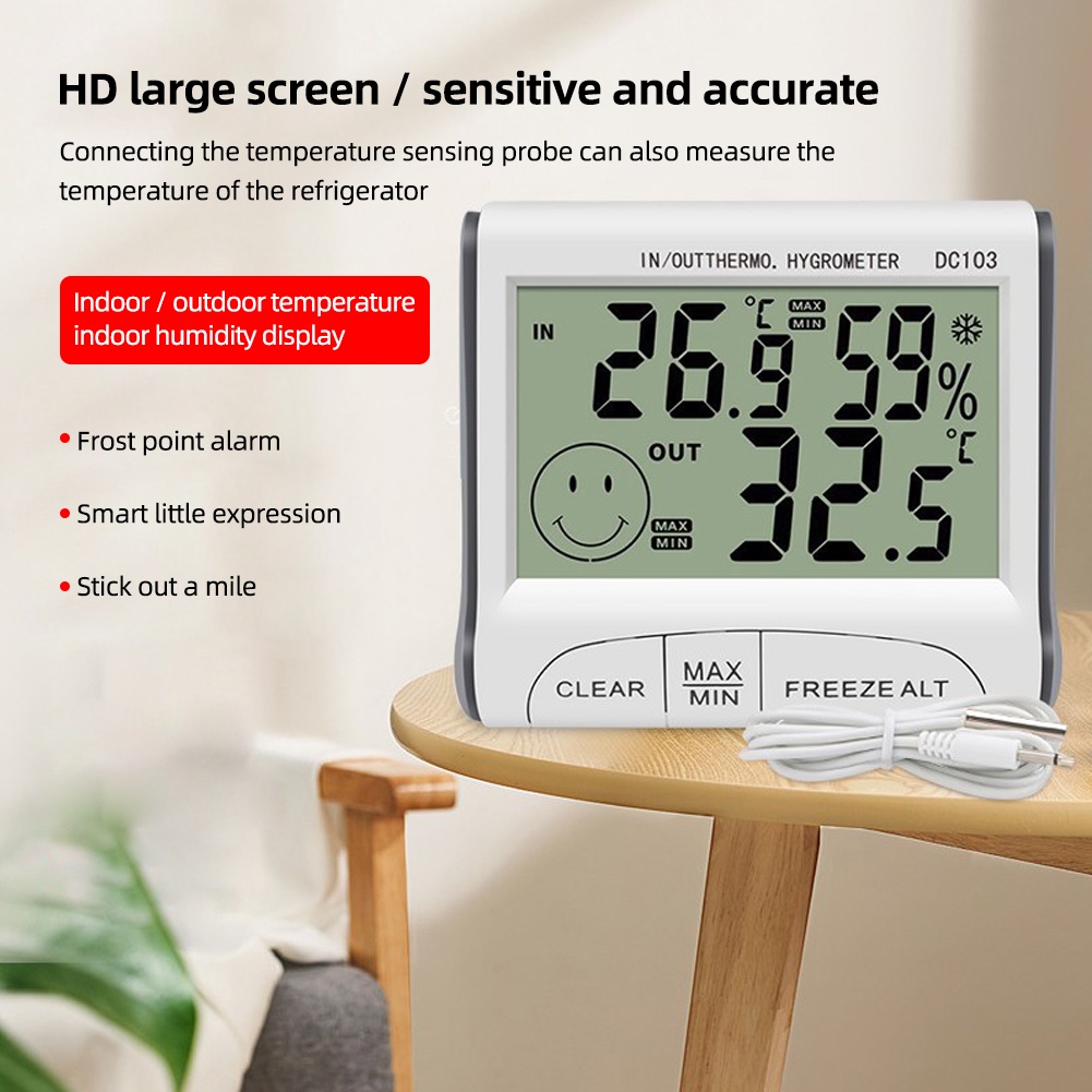 YAGO LCD Digital Temperature Humidity Meter Indoor Thermometer ...