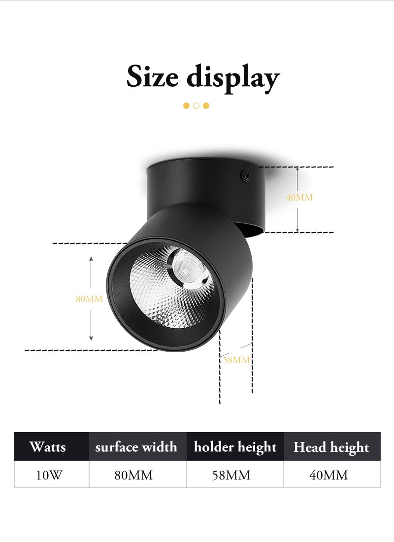 2PCS Foldable Led Downlight Tri color Spotlight Surface Mounted Pin ...