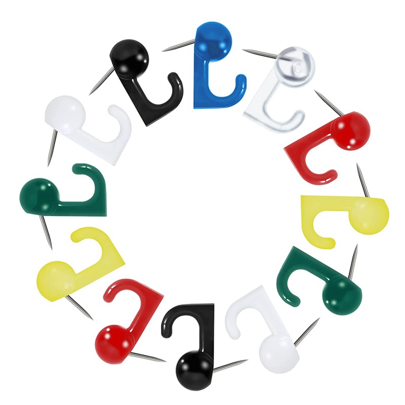 50pcs Push Pin Hooks Push Pin Hanger Thumb Tacks Colorful Marking Pins ...