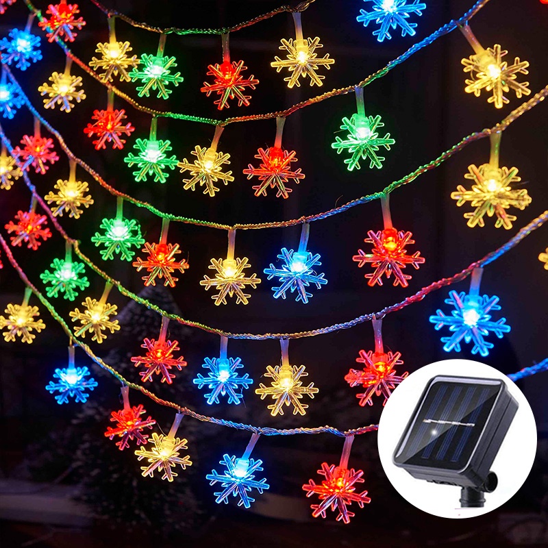 Solar Snowflake Lights String Lights Outdoor Waterproof with 8 Modes ...