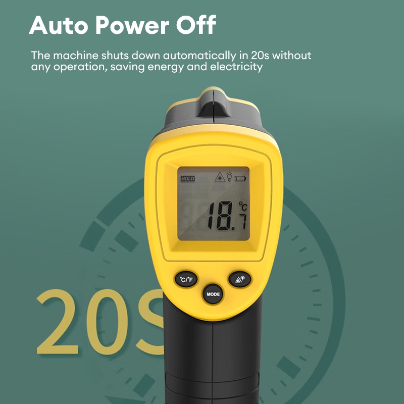 Deli -30~380℃ Digital Infrared Thermometer Non-Contact Industrial ...