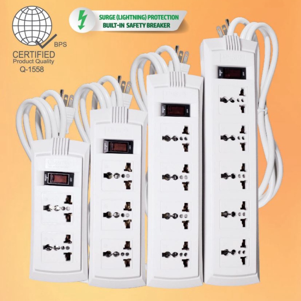 OMNI Universal Outlet 1.8m Extension Cord with Switch 2500W 10A 220V | 2, 3, 4, 5, 6, 8, 10 Gang ...