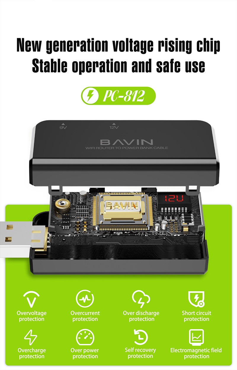 BAVIN PC812 Powerbank To Wifi Router Modem USB Booster Charging Cable ...