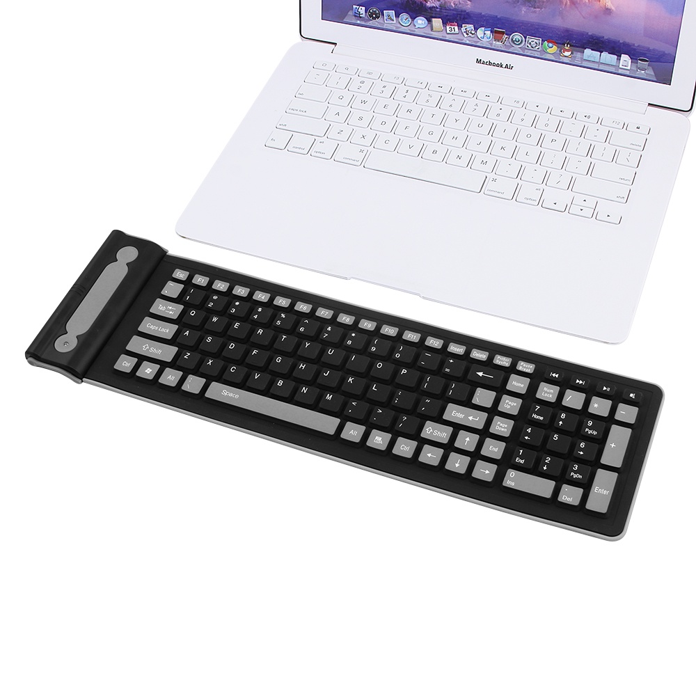 Foldable Silicone Wireless Keyboard 2.4G Usb Flexible Waterproof Slim ...