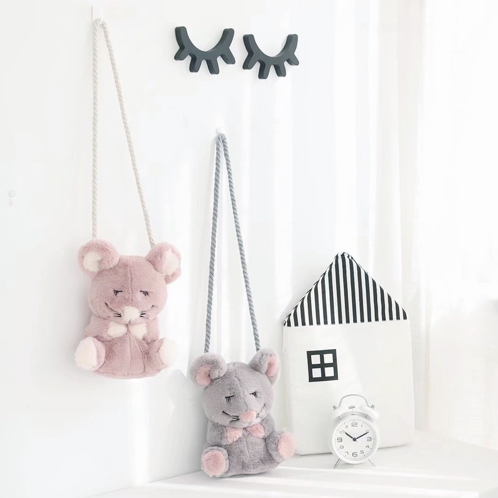Cute Plush Mouse Shoulder Bags Cartoon Stuffed Animal Crossbody Bag ...