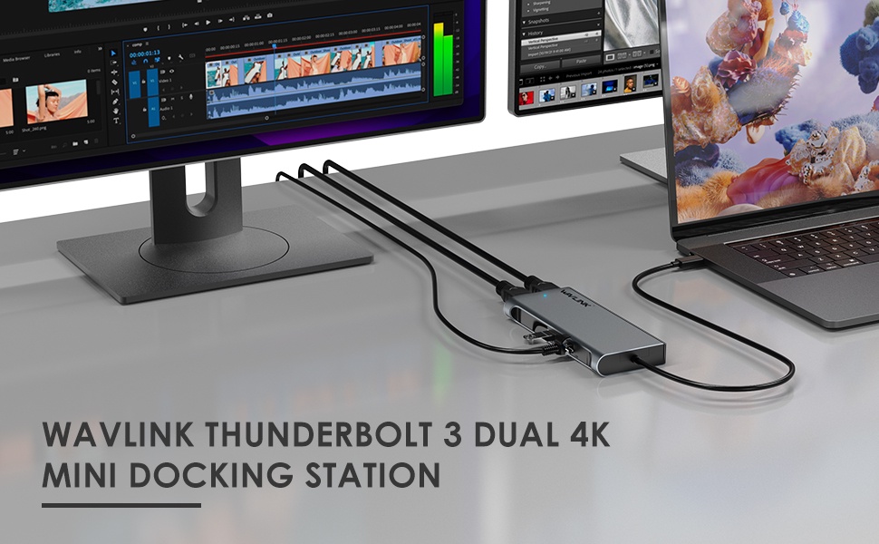 Wavlink Thunderbolt 3 Dual 4k Mini Docking Station Display Port HDMI ...