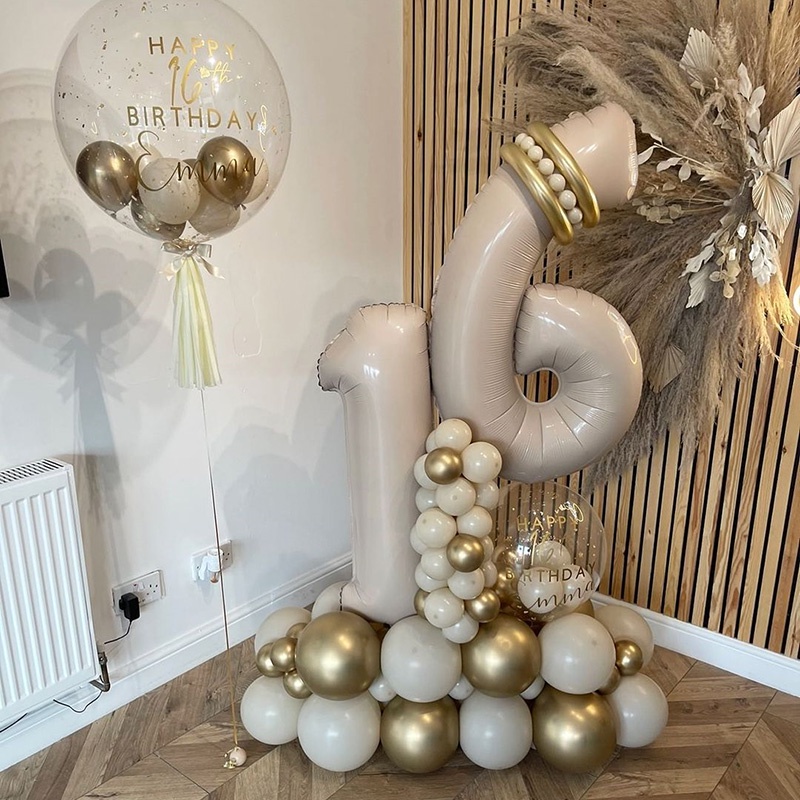 18/40Inch Caramel Cream Color Number Balloons 0-9 Large Digital Heart ...
