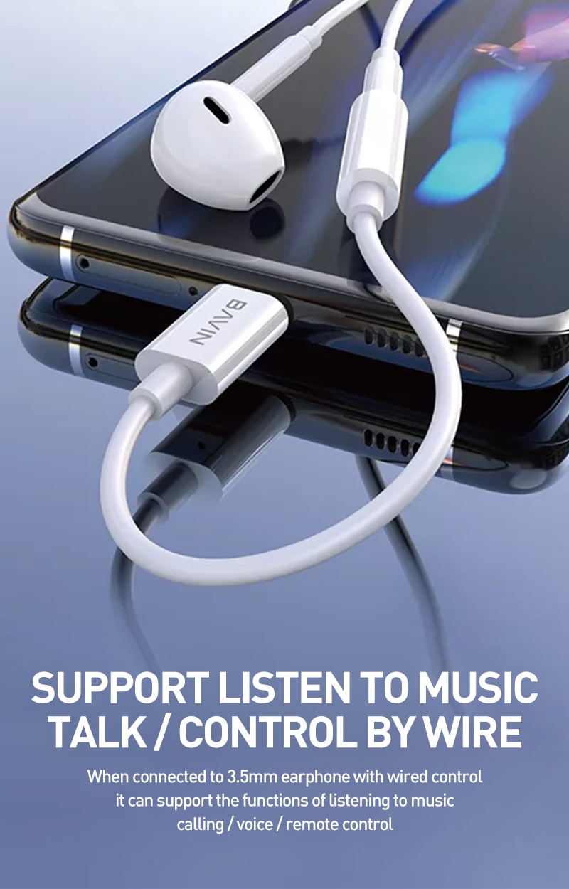 BAVIN AUX33 Headphone Adapter w/ AC Type-C to 3.5mm USB Connector & Audio AUX Cable | Shopee ...