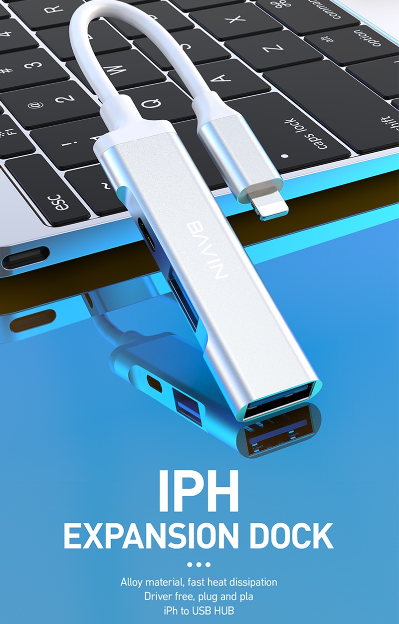 BAVIN I1 3 in 1 Aluminum iPh Data Transfer Connector Docking Station ...