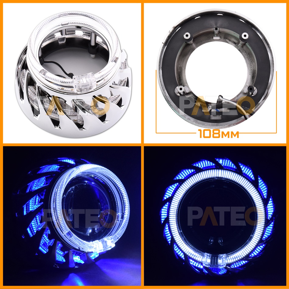 Projector Bezel LED Angel Eyes Halo Rings DRL Shrouds For 2.5 inch WST ...