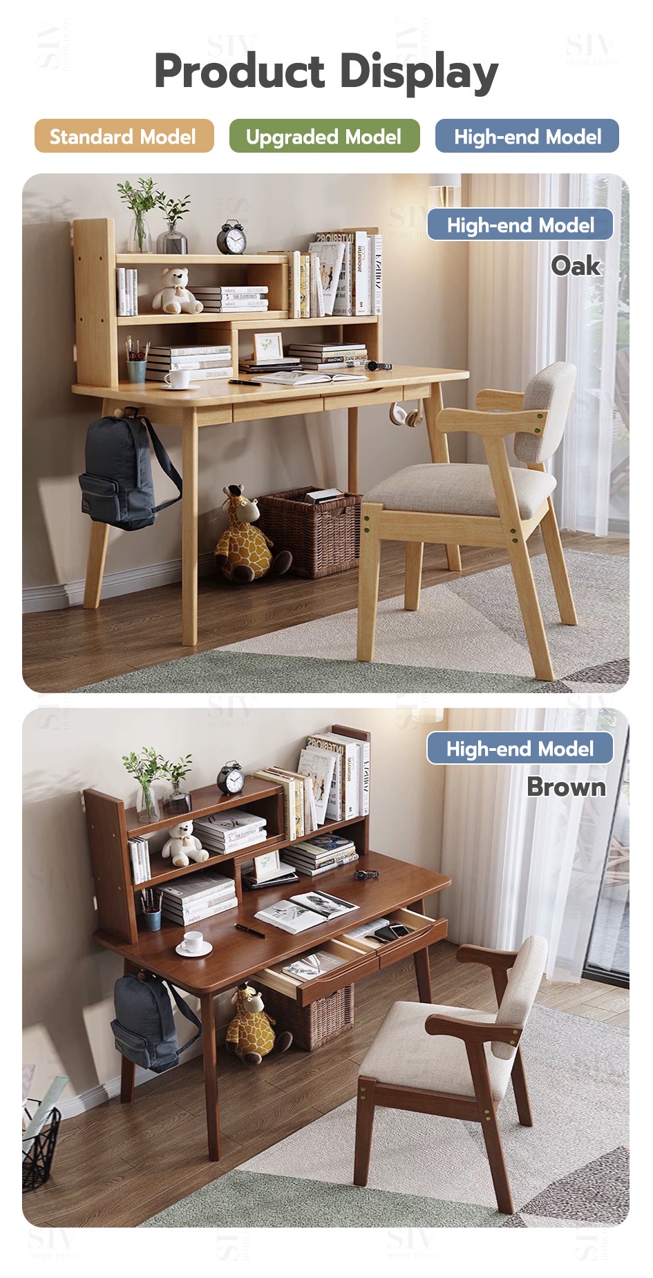 Siv Big Solid Wood Computer Table Study Desk Home Office Desktop ...