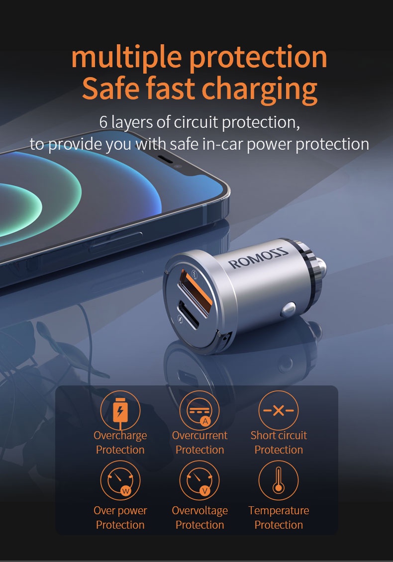 Romoss AU20T 20 Watts Dual Output Type C and USB Output Fast Charging ...
