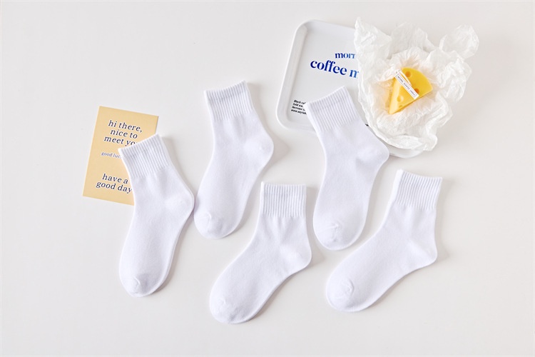 【Daily delivery】5 Pairs Pure White Children's Cotton Socks baby Boys ...