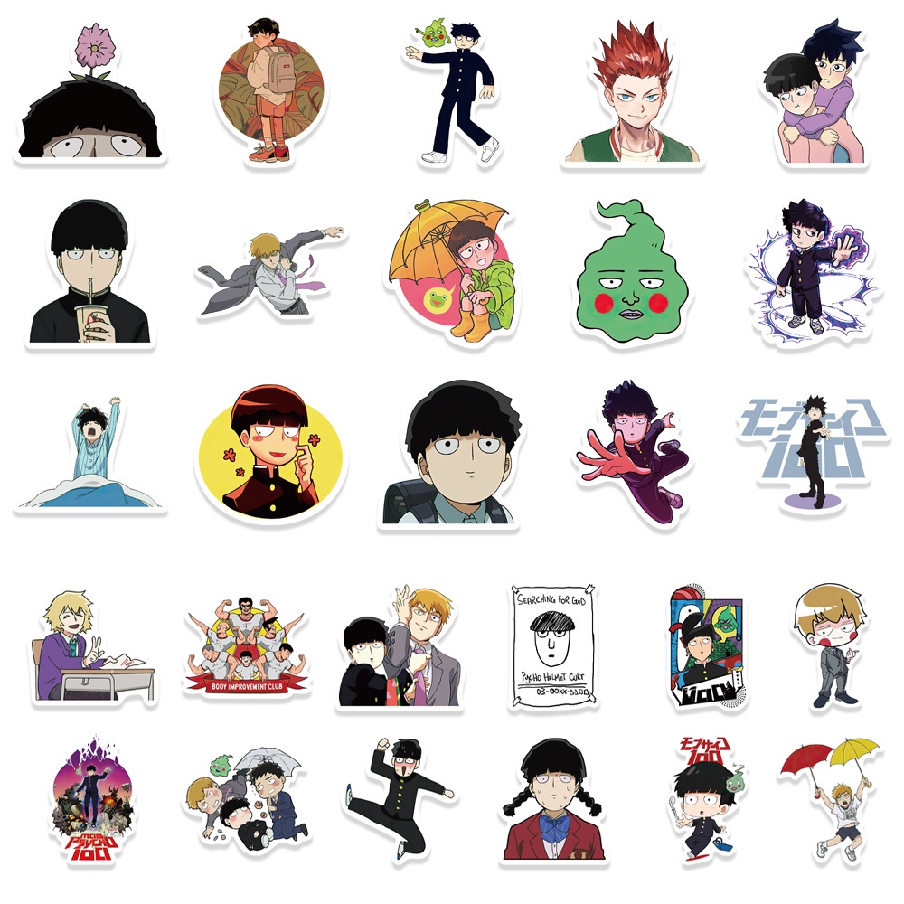 MUYA 50pcs Mob Psycho 100 Stickers Waterproof Japanese Anime Mobu Saiko ...
