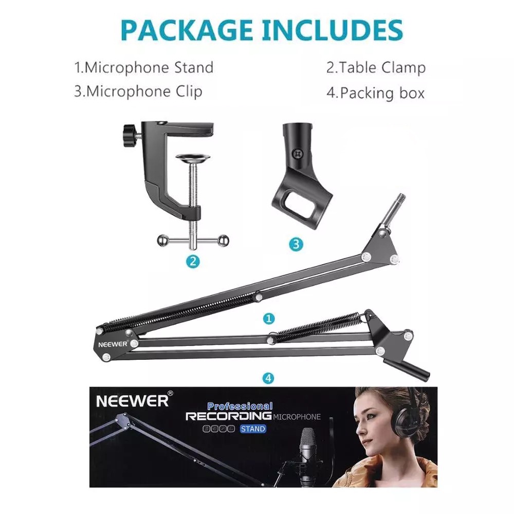 Popcorn NB35 Adjustable Microphone Suspension Boom Scissor Arm Stand ...