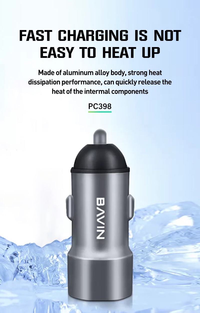 BAVIN PC398 2.4A Quick Car Charger Dual USB Port w/ Cable for Micro ...