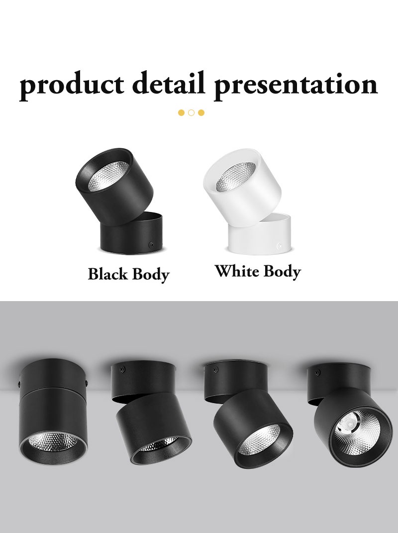 2PCS Foldable Led Downlight Tri color Spotlight Surface Mounted Pin ...