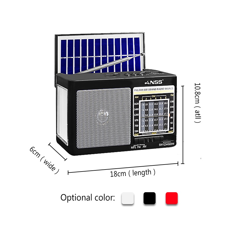 NSS Solar Radio Rechargeable Bluetooth Radio 8 BAND FM/AM/SW BT/USB/TF ...