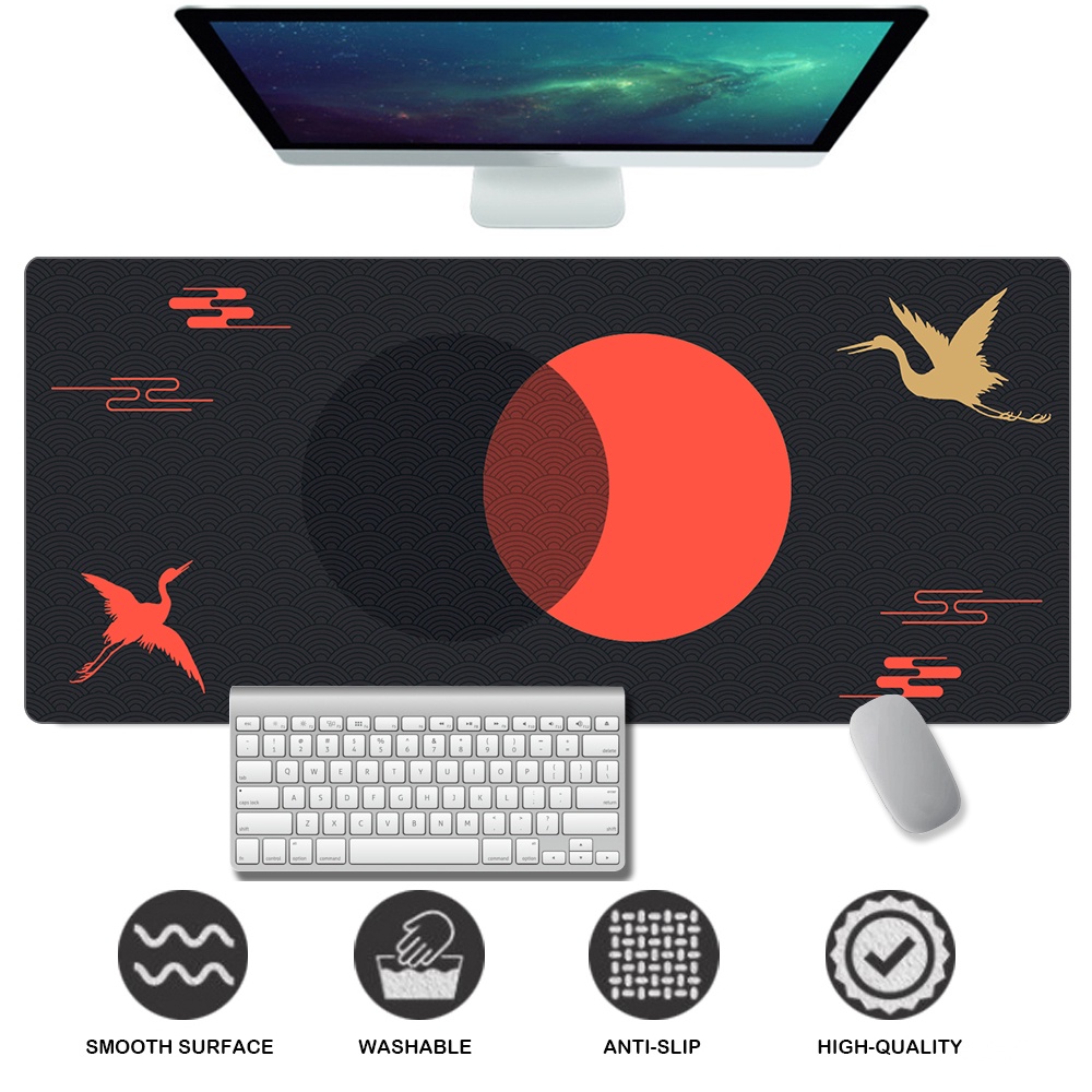 Japanese Desk Mat, Black and Red Gaming Mousepad xl, Tokyo Kyoto Japan ...