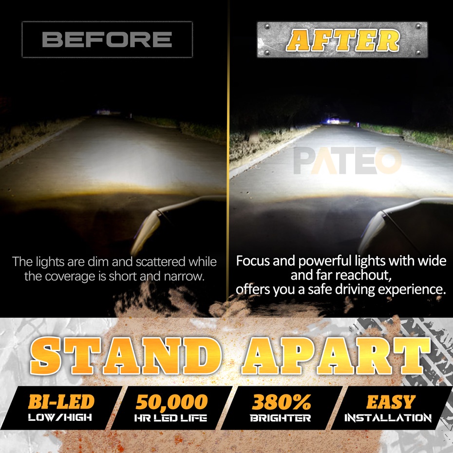 2.5 inch Bi-LED Lenses Projector in Headlight Matrix Angel Eyes Halo ...
