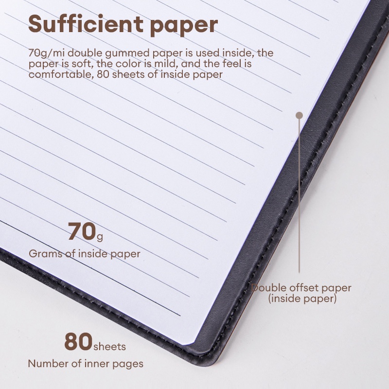 Deli 7901 PU Leather Notebook 80Sheets Journal Notebooks for Business ...