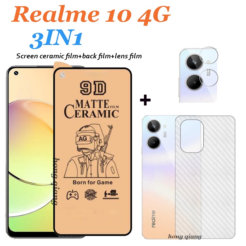 3in1 Realme 10 4G tempered glass Ceramic Matte Soft Film Realme 10 5G ...
