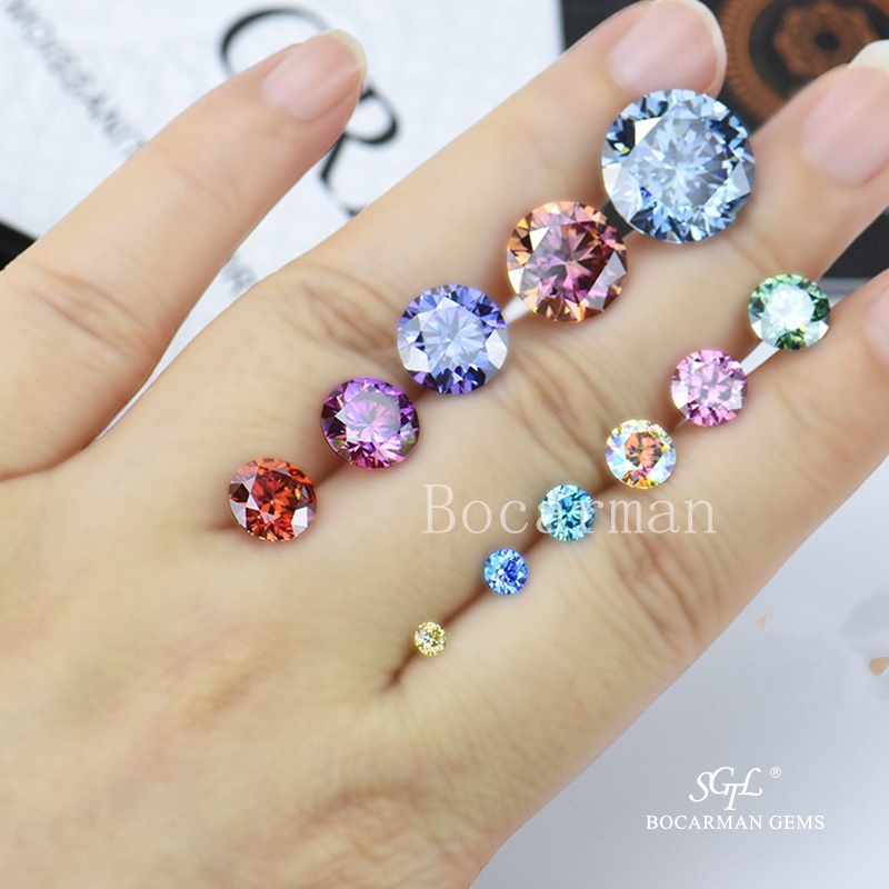 GRA 100% moissanite colored diamond round 1-3CT in various colors With ...