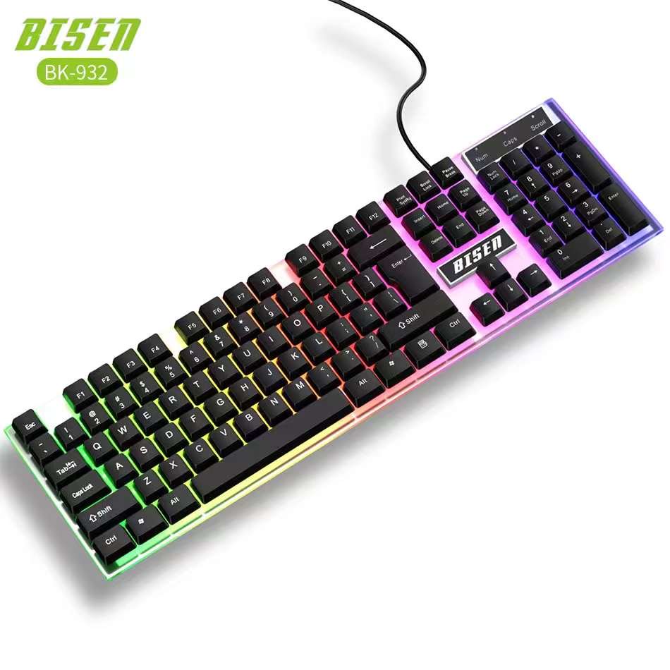 Bisen K932 Wired Gaming Keyboard with Multimedia Keys RGB Backlit ...