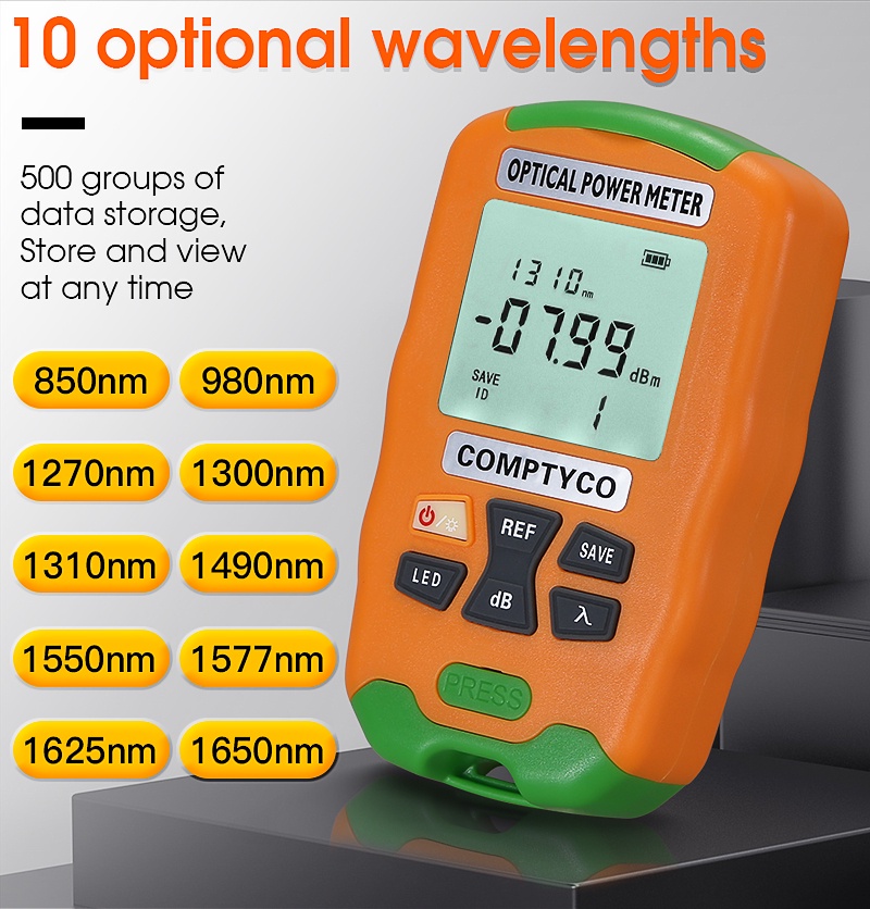COMPTYCO Handheld Mini 2 in 1 Optical Power Meter OPM Optical fiber ...