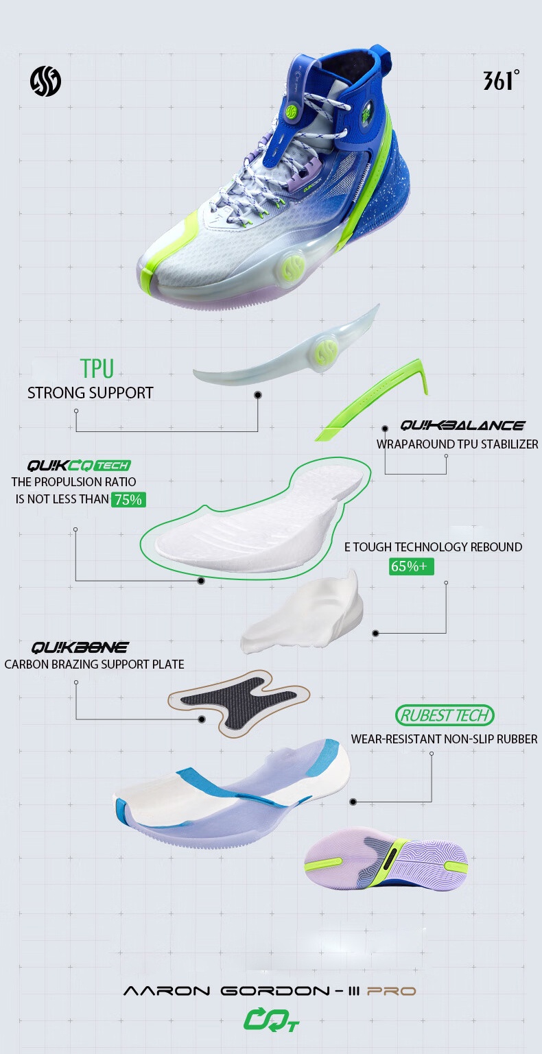 361 Degrees Ag3 Pro Aaron Gordon Men Basketball Shoes Cushioning ...