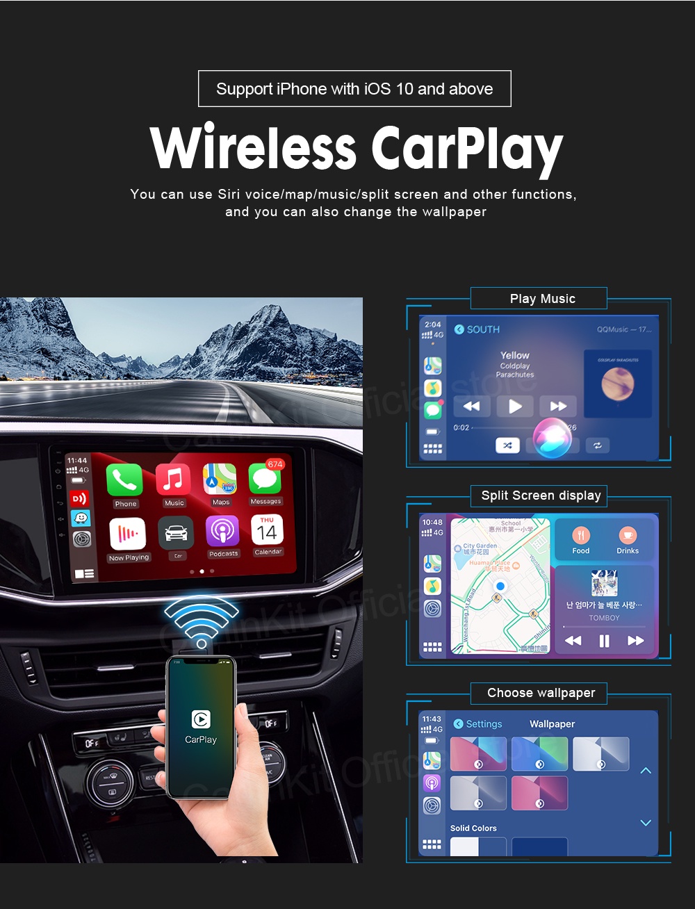Official Genuine Carlinkit CarPlay box for android system car, wireless android auto wireless ...