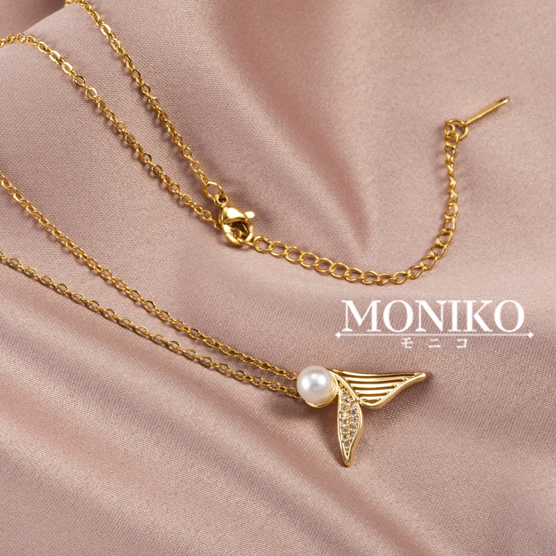 MONIKO Original Design 18k Gold Plated Mermaid Pearl Necklace Couture ...
