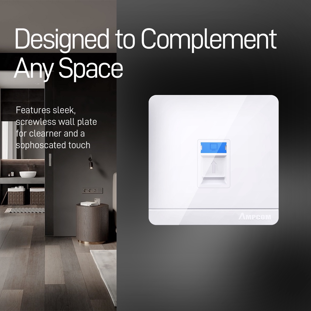 AMPCOM 10-Pack RJ11 RJ45 Faceplate Wall Socket Wallplate Face Plate 1 ...