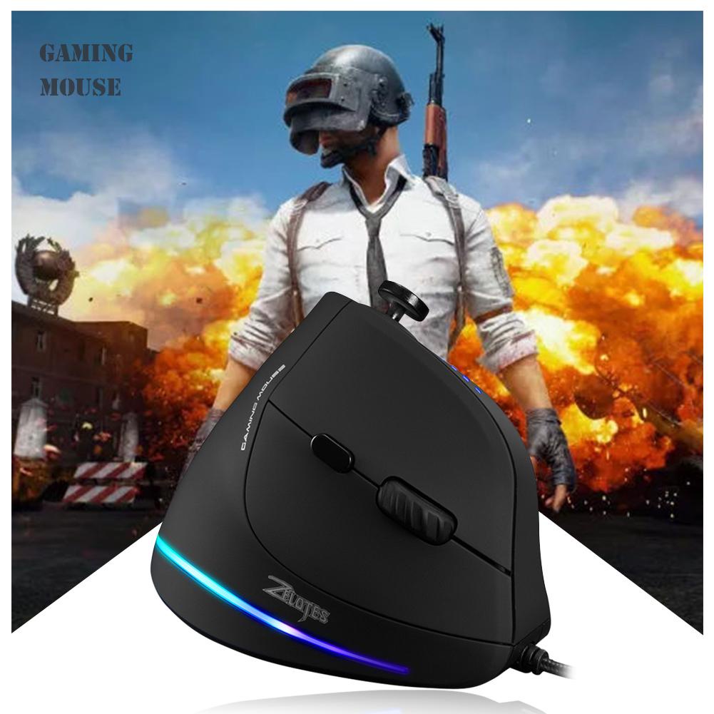 For ZELOTES Vertical Gaming Mouse Programmable USB Wired RGB Optical ...