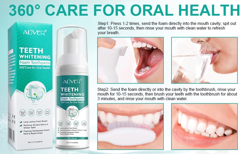 ALIVER Teeth Whitening Mousse Toothpaste Tartar Removal for Teeth Plaqu ... ALIVER Teeth Whitening Mousse Toothpaste Tartar Removal for Teeth Plaqu ...