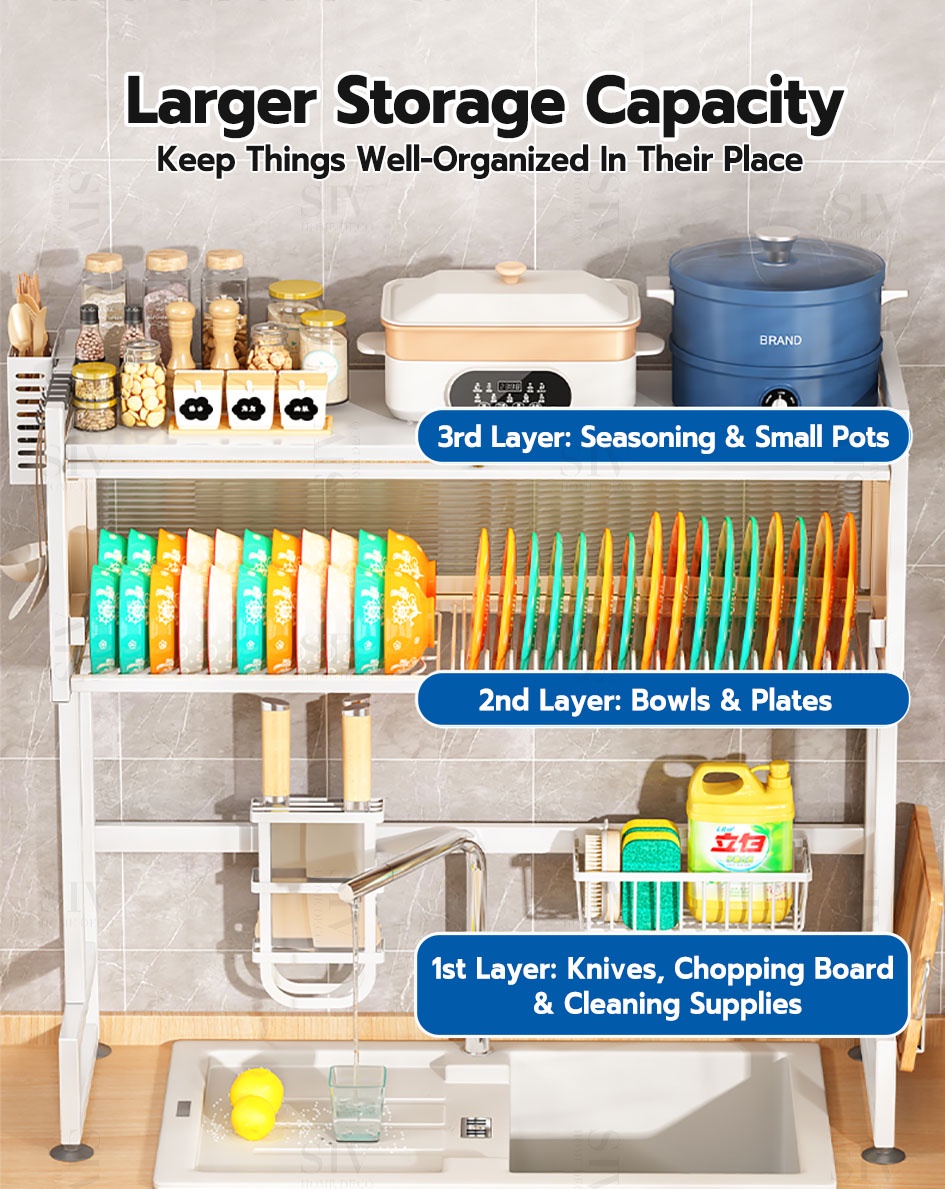 SIV Over-The-Sink Dish Cabinet Dish Rack With Cover Dish Drainer ...