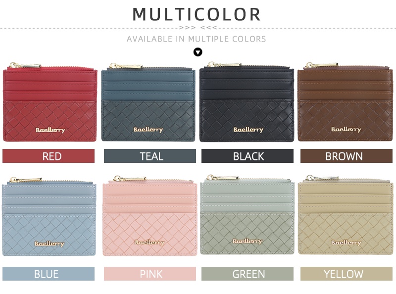 Baellerry Card Holder Slim Zipper Wallet Card Holders Hight Quality PU ...