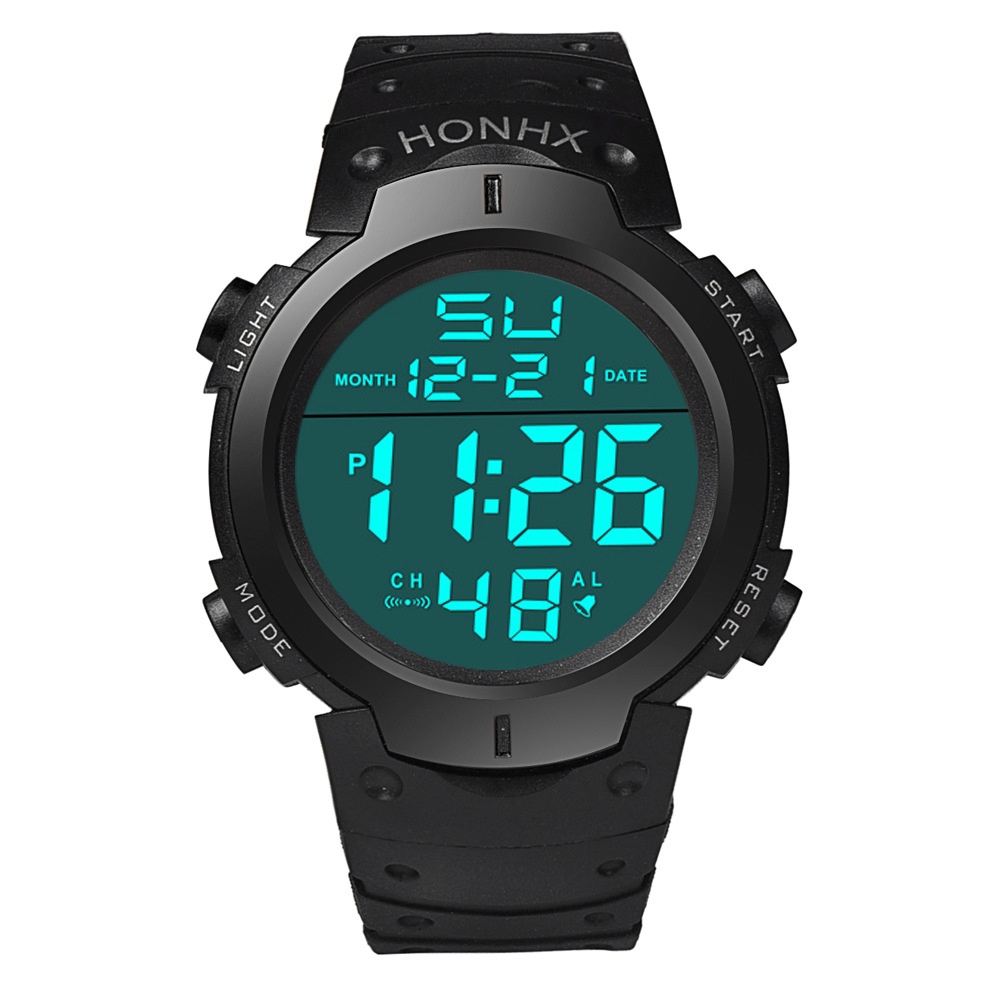Water Resistant Digital Sports Watch LED Chronograph Date Silicone ...